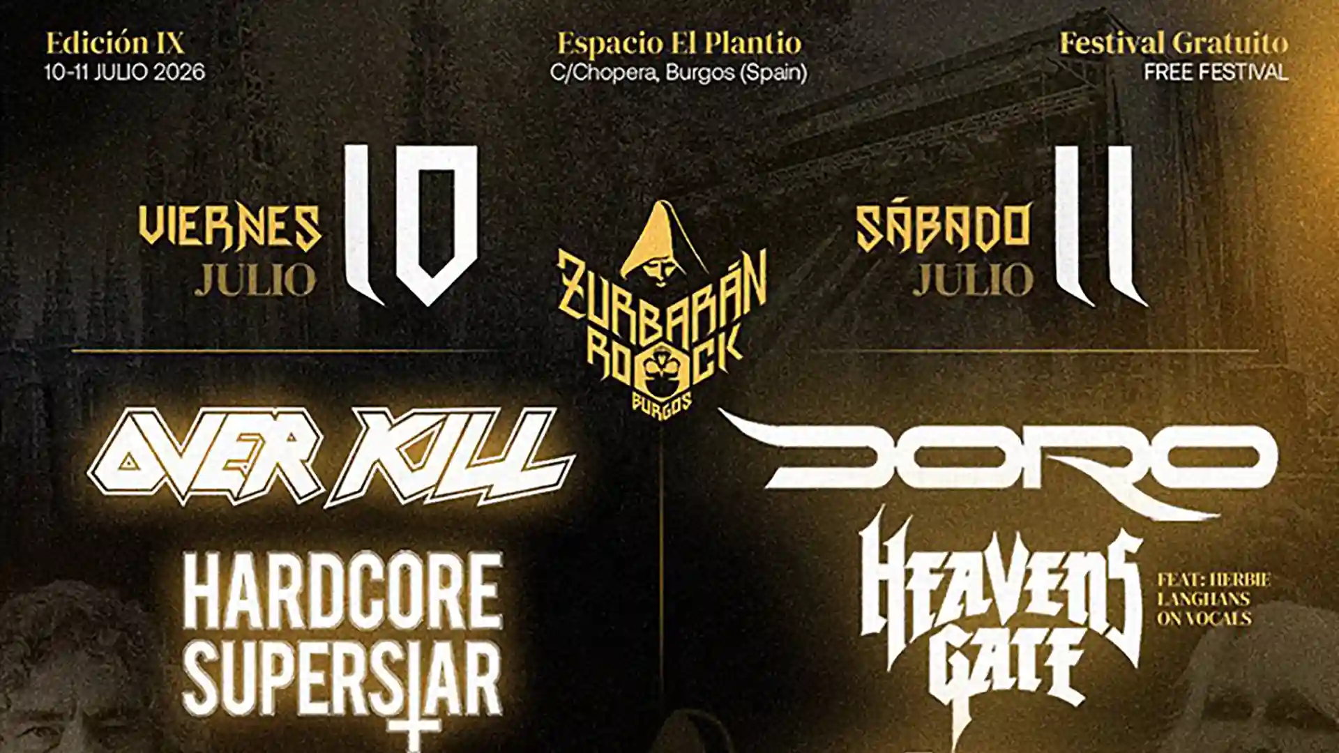 Cartel por días del Zurbarán Rock Burgos 2026 - The sound of the embryo